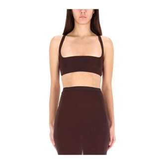 Rick Owens Lilies Strick-Crop-Top mit Neckholder-Ausschnitt - - Tops - Damen - Braun - M