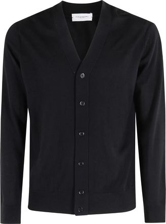Paolo Pecora Cardigan en Laine M&eacute;rinos Extrafine Boutonn&eacute;e - Homme - Pulls - Noir - Taille: M