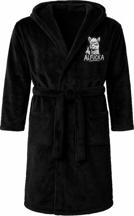 Spass Kostet Bademantel mit Kapuze Alfucka Alpaka fun bathrobes Herren Damen schwarz S - XXXL