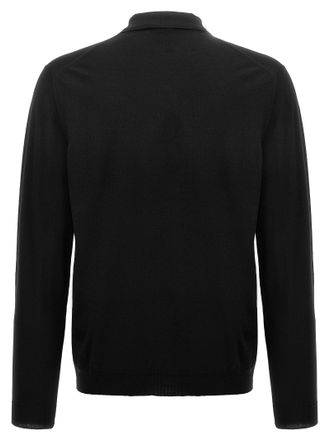 Zanone Wool Knit Polo Shirt - Black