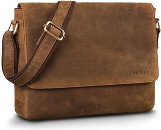 Royalz San Diego Sac Bandouli&egrave;re Homme Cuir V&eacute;ritable - Sacoche Ordinateur Portable 15 Pouces, Messenger Bag Plate Cuir Vintage, Travail Business Universit&eacute; 
