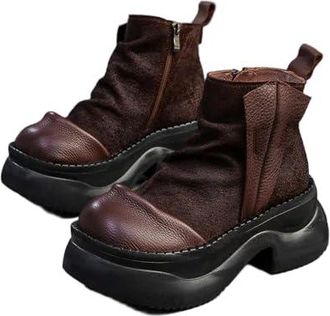 Generic QXDZSW 6.5cm Suede Mocassins Chemin&eacute;e Mode Cheville Bottines Automne Dames Moto Printemps Bottes Femmes Chaussures, marron, 38.5 EU