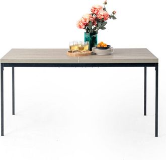 Furniture R FurnitureR Esstisch Rechteckig MDF K&uuml;che mit stabilen Metallbeinen, K&uuml;chentisch f&uuml;r 2-4 Personen K&uuml;che Restaurant Wohnungen & Caf&eacute;, 120x70x75cm, Braun
