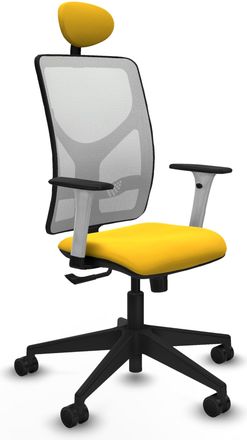 Piqueras y Crespo B&uuml;rostuhl mit wei&szlig;en und schwarzen Armlehnen und festem Kopfteil, ausgestattet mit 3 Positionen und Schneideschaum, mit Rollen von 65 mm, Nylon, Wei&szlig;/