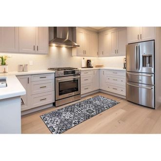 Allotapis Collection Allotapis - Tapis antidérapant de cuisine rectangle Medaillon Gris 60x180