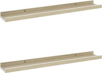 Generic vidaXL 2X Wandregal B&uuml;cherregal Wandboard Schweberegal H&auml;ngeregal Dekoregal Freischwebend Regal B&uuml;roregal Wandablage Wei&szlig; Sonoma-Eiche 60x9x3cm