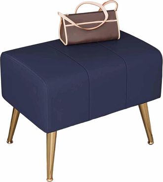 Generic Schuhregal for Den Eingangsbereich Mit Gepolsterter Sitzfläche Und Goldenen Metallbeinen - Schuhbank Aus Massivholz/Oberseite Aus Kunstleder(J,100cm)