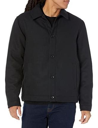 Amazon Essentials Veste Bomber en Laine M&eacute;lang&eacute;e (Disponible en Grandes Tailles) Homme, Noir, XXL