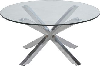 AC Design Furniture Heather runder Couchtisch aus Glas, Beistelltisch, Glastisch mit Metallgestell, Ø: 82 x H: 40 cm, 1 Stk