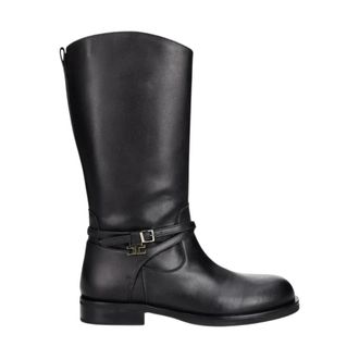 Elisabetta Franchi Bottes en cuir avec logo - Femme - Chaussures - Noir - Taille: 34 EU