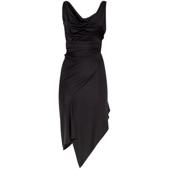 Dsquared2 Schwarzes &auml;rmelloses Kleid mit Wasserfallausschnitt - - Dresses - Damen - Schwarzk - 2XS