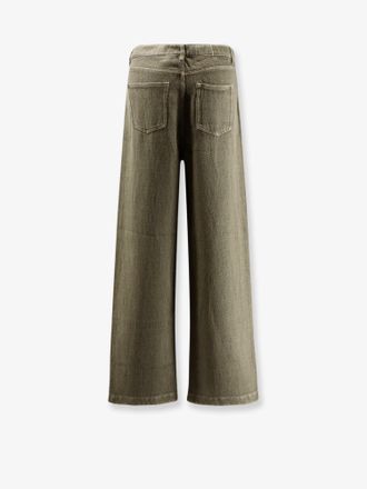 Golden Goose Womens Cotton And Linen Trousers Green