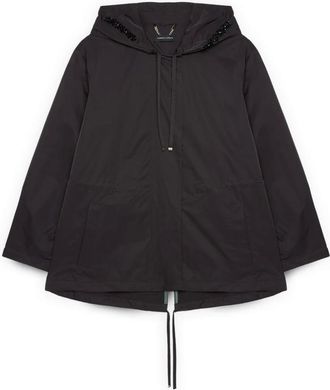 Fiorella Rubino Femme, Vestes, Noir, Taille: 48 FR Parka avec capuche et appliqu&eacute;s