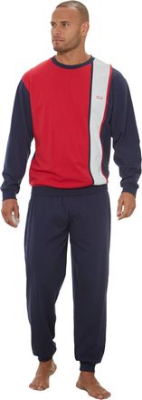 H.I.S Langer Herren Schlafanzug (56/58, Marine-rot-wei&szlig;)