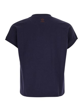 Versace Mens T-Shirt Vintage Blue Cotton T-Shirts And Polos