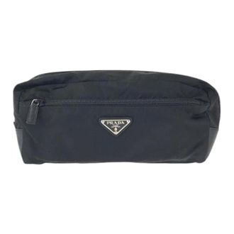 Prada Pre-owned Tessuto Saffiano Nylon Leder Clutch - - Pre-owned - Damen - Schwarzk - ONE SIZE