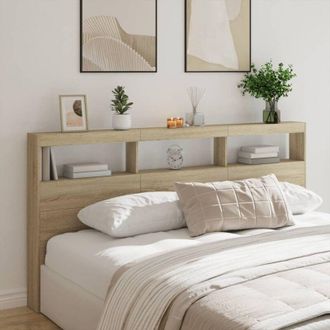 vidaXL LED-Kopfteil mit Ablagen Sonoma-Eiche 200x17x102 cm vidaXL