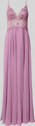 Luxuar Abendkleid mit Zierstein- und Paillettenbesatz