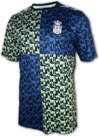 Hummel UD Las Palmas Pre Game Shirt 24 25 gr&uuml;n-blau UDLP Aufw&auml;rmtrikot Shirt, Gr&ouml;&szlig;e:L