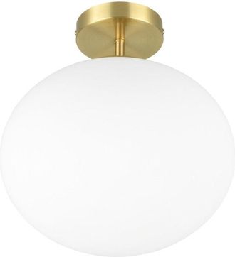 Trio Plafonnier design, Lampe de plafond verre et m&eacute;tal Fomento Dor&eacute; en Verre