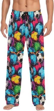 Generic Pantalon de pyjama pour homme - Pantalon de d&eacute;tente color&eacute; avec ballons de football - Coupe droite - Pantalon de pyjama pour homme, Couleur 01, M