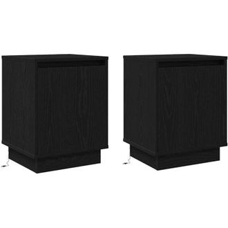 vidaXL Nachttisch mit 2 pcs Schwarz 39 x 34,5 x 50 cm Holzwerkstoff Vidaxl