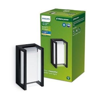 Philips Outdoor Pyrona Wandleuchte 12W, 2700 Kelvin warmwei&szlig;es Licht, IP44 wetterfest, schwarz
