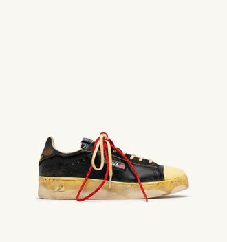 Autry BASKETS DALLAS LOW SUPER VINTAGE EN CUIR NOIR