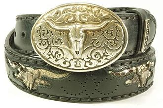 Sendra Boots Ceinture 8322 Noir Femme Homme Buckle Ceinture &Agrave; la main Cowboy Western Gipsy Ibiza 4cm Large Jeans Ceinture de pantalon changeable Boucle Longh