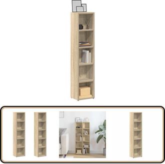 vidaXL Vidaxl - Armoires à cd 2 pcs Chêne sonoma 21x16x93,5 cm Aggloméré - Meuble Rangement Cd - Bibliothèque Cd - Étagère Cd - Rangement Multimedia