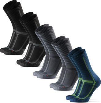 Danish Endurance Crew Laufsocken (3|5 Paar), Halbhohe Sportsocken, Unisex, für Damen & Herren, Mehrfarbig (2x Schwarz/Grau, 2x Grau/Schwarz, 1x Blau/Gelb), 43-47