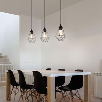 Globo Lighting H&auml;ngelampe Pendellampe Esstischleuchte Geflecht schwarz Wohnzimmerlampe h 120 cm