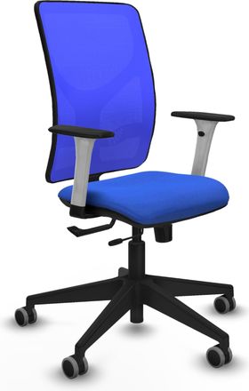 Piqueras y Crespo Schreibtischstuhl mit wei&szlig;en und schwarzen Armlehnen, h&ouml;henverstellbare Lendenwirbelst&uuml;tze, ausgestattet mit Syncro/Traslack und Schneideschaum, Blau/