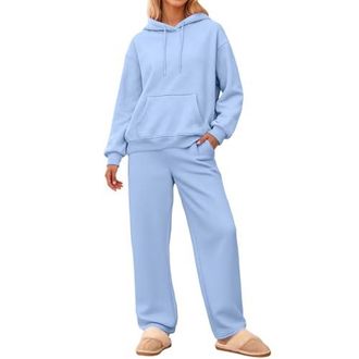 Generic Sweat &agrave; capuche d&eacute;contract&eacute; et pantalon large pour lautomne et lhiver - Tenue deux pi&egrave;ces confortable pour les activit&eacute;s quotidiennes, BU1., XXL