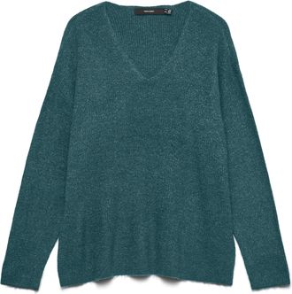 Vero Moda Damen Vmcrewlefileglitter Ls V-Nk Pullov Noos, Mediterranea, XL