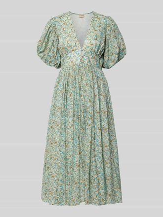 Lace & Beads Cocktailkleid mit V-Ausschnitt und Puff&auml;rmeln