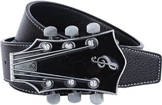 MagiDeal Ceinture Homme PU Boucle en M&eacute;tal sous forme de Guitare Musique Country Am&eacute;ricaine Classique Charms, Noir, 120cm