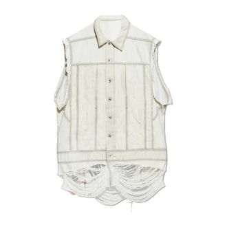 Rick Owens Homme, Vestes, Gris, Taille: M Gilet en denim &agrave; bords francs