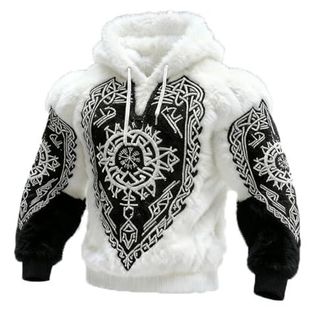 Generic Sweat à capuche de Noël moche pour homme en peluche douce, motif musclé en flanelle sherpa chaud avec poignets côtelés drôle fantaisie mode vacances f