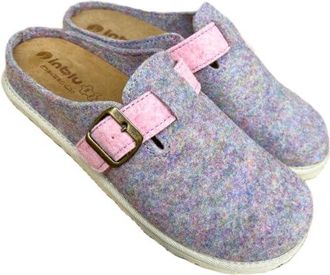 Inblu Chaussons confort hiver feutre femme Polly bout ferm&eacute; et boucle semelle int&eacute;rieure souple amovible, Glycine, 38 EU