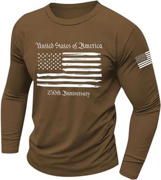 Generic Sweat-shirt imprim&eacute; drapeau am&eacute;ricain &agrave; manches longues pour homme - Pull tendance &agrave; col rond - Coupe ample - Confortable - Respirant - V&ecirc;tement de sp