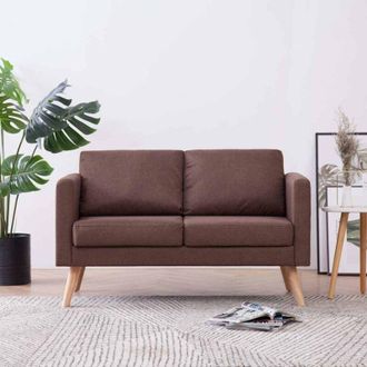 vidaXL 2-Sitzer-Sofa Stoff Braun Vidaxl