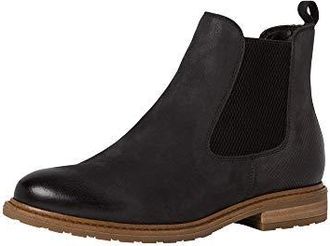 Tamaris Femme Bottines, Dame Bottines Chelsea,Demi-Bottes,Bottines,Bottes de Glisse,Plat,Black Leather,37 EU