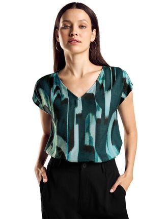 Street One Damen A344892 Top mit V-Ausschnitt, Hunter Green, 36