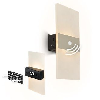 Briloner Sticklights - Lampe murale sans électricité ni perçage avec détecteur de mouvement, batterie, fixation magnétique amovible, sans fil, 22x4x10 cm, nick