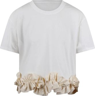 Jovonna London Femme, Tops, Blanc, Taille: 40/42 FR T-shirt avec ourlet &agrave; volants