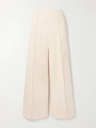 Emilia Wickstead Pantalon Large En Toile De Coton M&eacute;lang&eacute; &Agrave; Plis Et &Agrave; Surpiq&ucirc;res Daffy - Ivoire