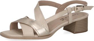 Caprice Damen Sandalen mit Absatz aus Leder mit Fußbett, Weiß (Offwhite Comb), 39 EU