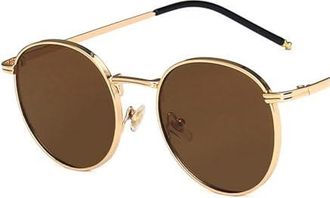Generic Lunettes De Soleil À Monture Ronde En Métal Tendance For Hommes Et Femmes, Lunettes De Soleil De Plein Air For Vacances, Plage, Photo, Fête(Brown)