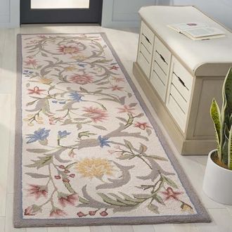 Safavieh Traditionell Teppich für Wohnzimmer, Esszimmer, Schlafzimmer - Chelsea Collection, Kurzer Flor, Elfenbein und Multicolor, 80 x 180 cm